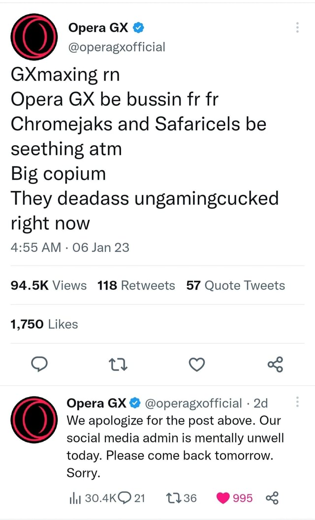 Opera GX @ @operagxofficial GXmaxing rn Opera GX be bussin fr fr ...