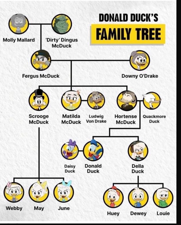 DONALD DUCK'S Molly Mallard 'Dirty' Dingus FAMILY TREE McDuck Fergus ...