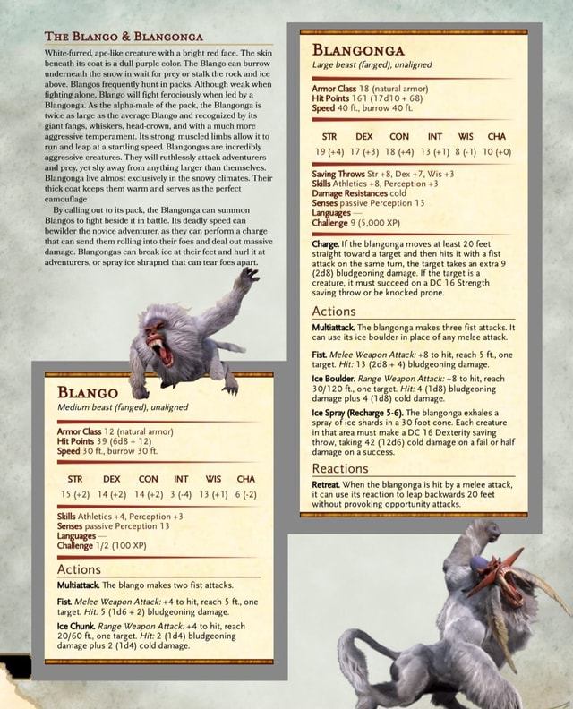 THE BLANGO BLANGONGA White-furred, ape-like creature with a bright red ...