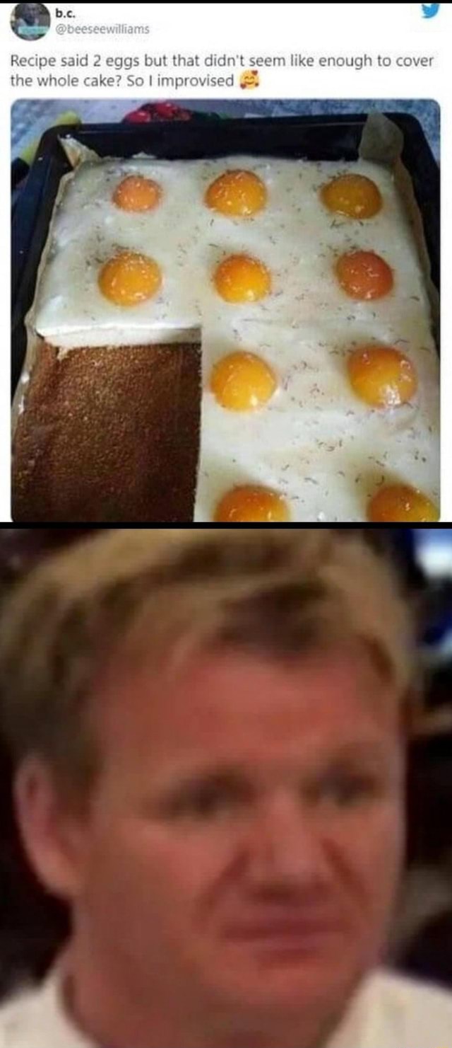 Cursed Cake - Recipe said 2 eggs that dicin't seen like enough te cover ...