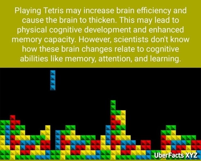 Playing Tetris may increase brain efficiency an cause the brain to ...