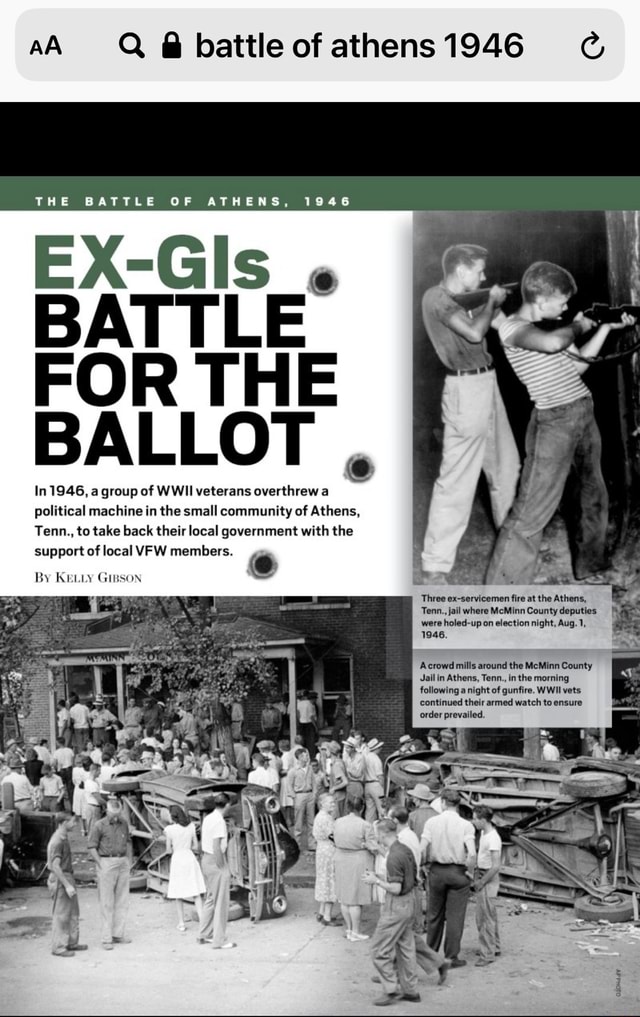 AA Q battle of athens 1946 THE BATTLE OF ATHENS, 1946 EX-Gis " BATTLE ...