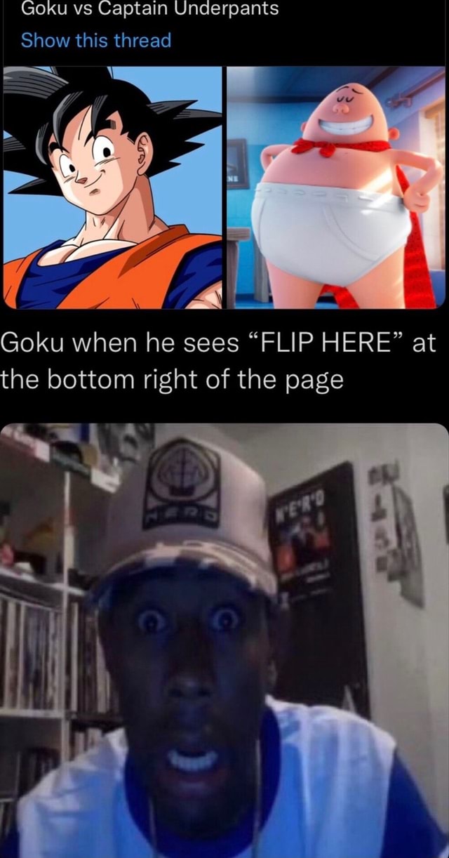 Goku vs Captain Underpants Show this thread Goku when he sees "FLIP ...