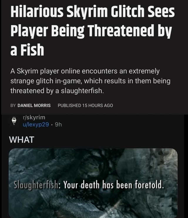Hilarious Skyrim Glitch Sees Player Being Threatened by a Fish A Skyrim ...