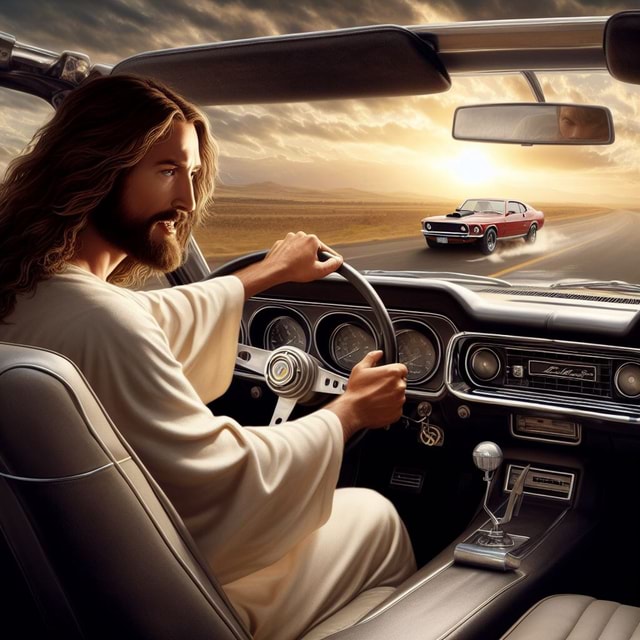 "Jesus Christ driving a 1969 Ford Mustang Mach 1" - iFunny