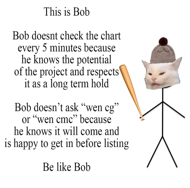 This is Bob Bob doesnt check the chart every 5 minutes because he knows ...