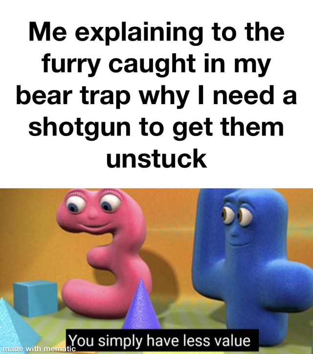 Me explaining to the furry caught in my bear trap why I need a shotgun ...