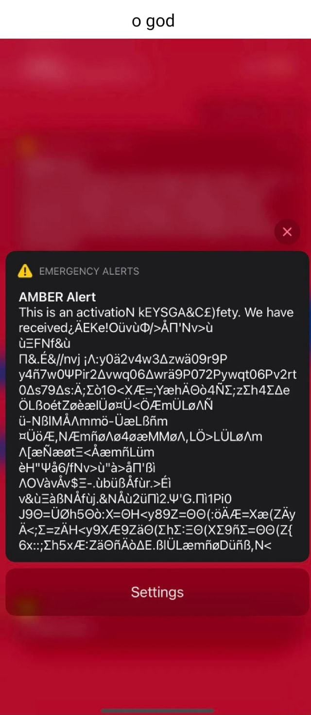 God EMERGENCY ALERTS AMBER Alert This is an activatioN We have received ...