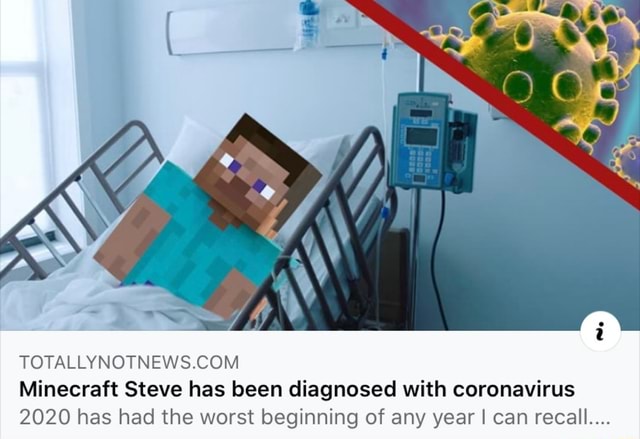 TOTALLYNOTNEWS.COM Minecraft Steve has been diagnosed with coronavirus ...