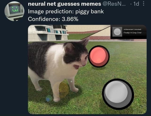 Neural net guesses memes @ResN... - id : Image prediction: piggy bank ...