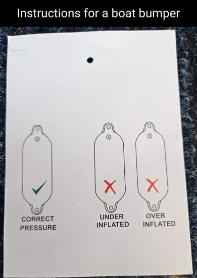 Instructions for a boat bumper CORRECT UNDER OVER PRESSURE INFLATED ...