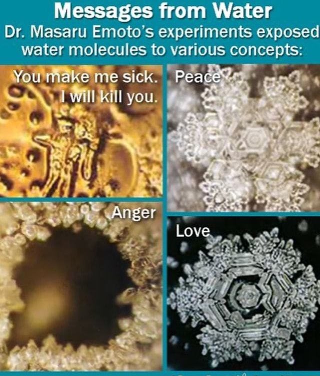 Messages rom Water Dr. Masaru Emoto's experiments exposed water ...