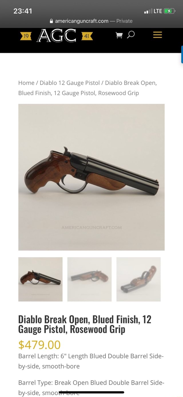 LTE Private mAGC KK Home / Diablo 12 Gauge Pistol / Diablo Break Open ...