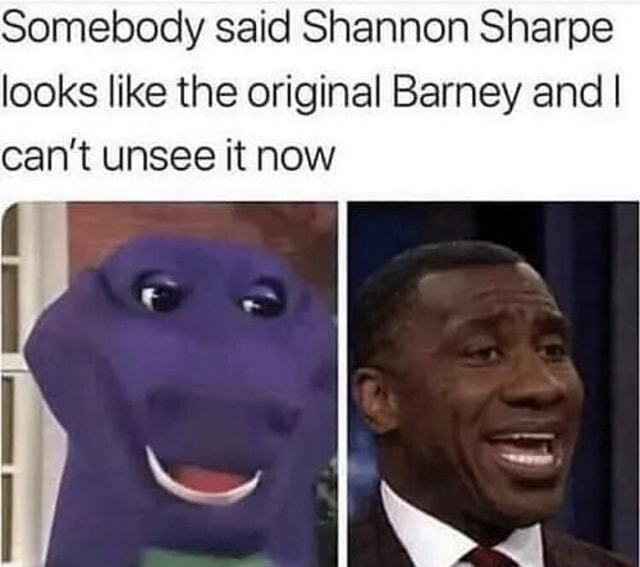 Somebody said Shannon Sharpe looks like the original Barney and I can't ...