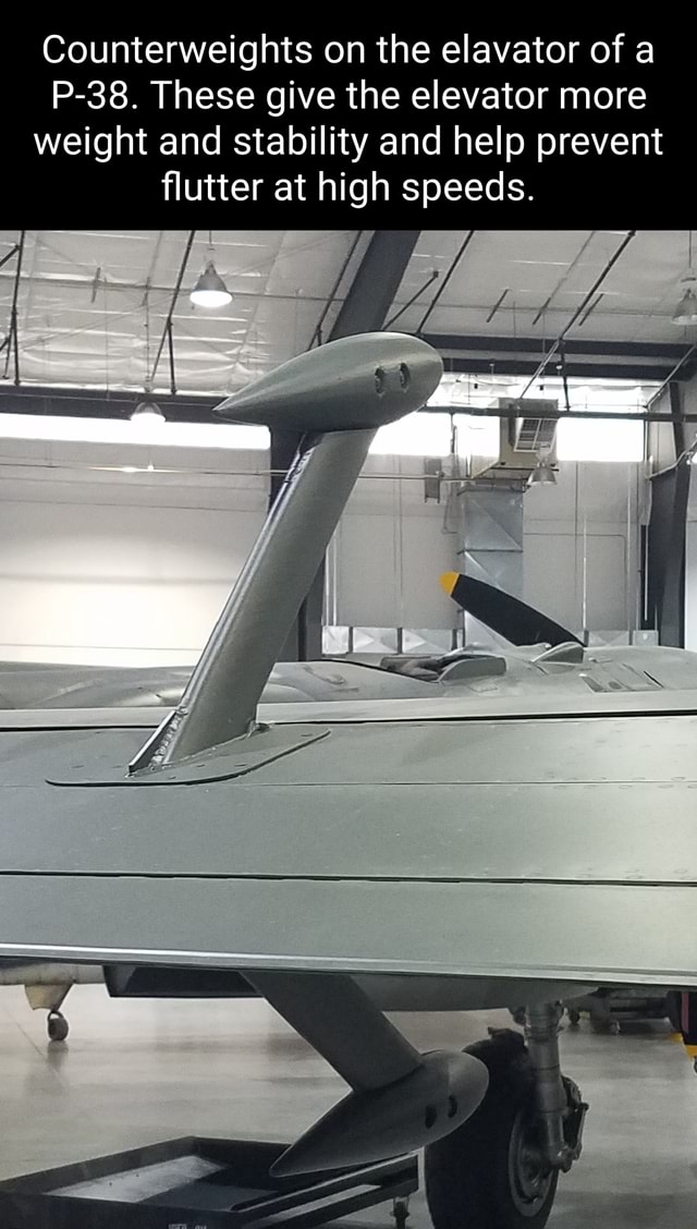 Counterweights on the elavator of a P-38. These give the elevator more ...