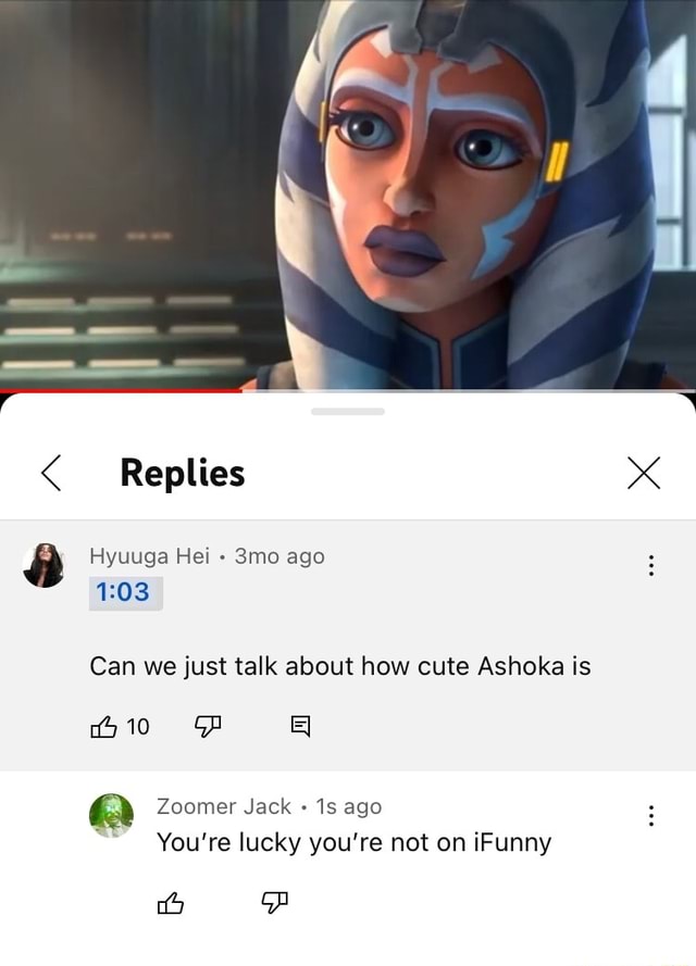 Replies Hyuuga Hel Sme ago Can we just talk about how cute Ashoka is 10 ...