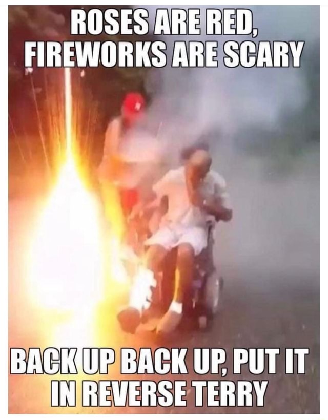 ROSES ARE RED, FIREWORKS ARE SCARY BACKUP BACK UP PUT IT IN REVERSE ...