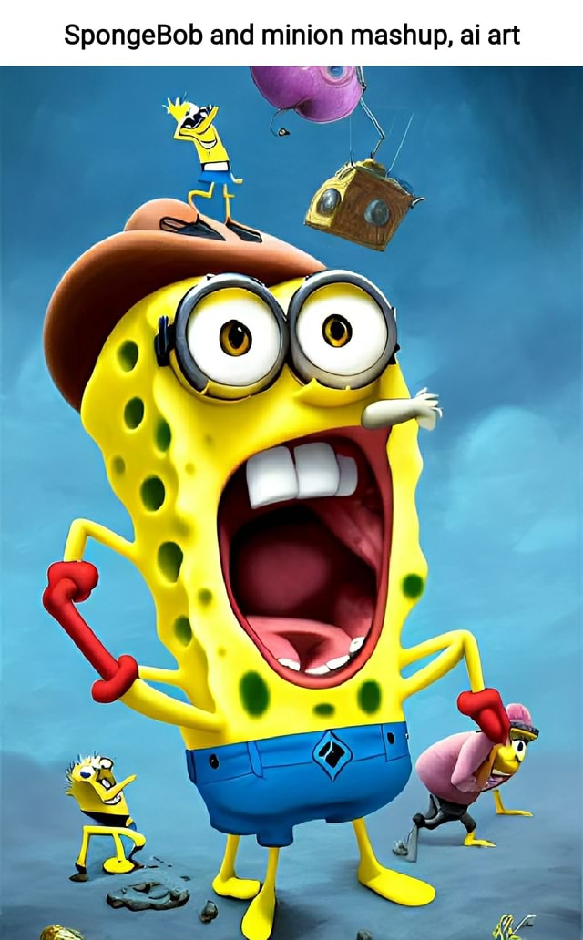 SpongeBob and minion mashup, ai art - iFunny