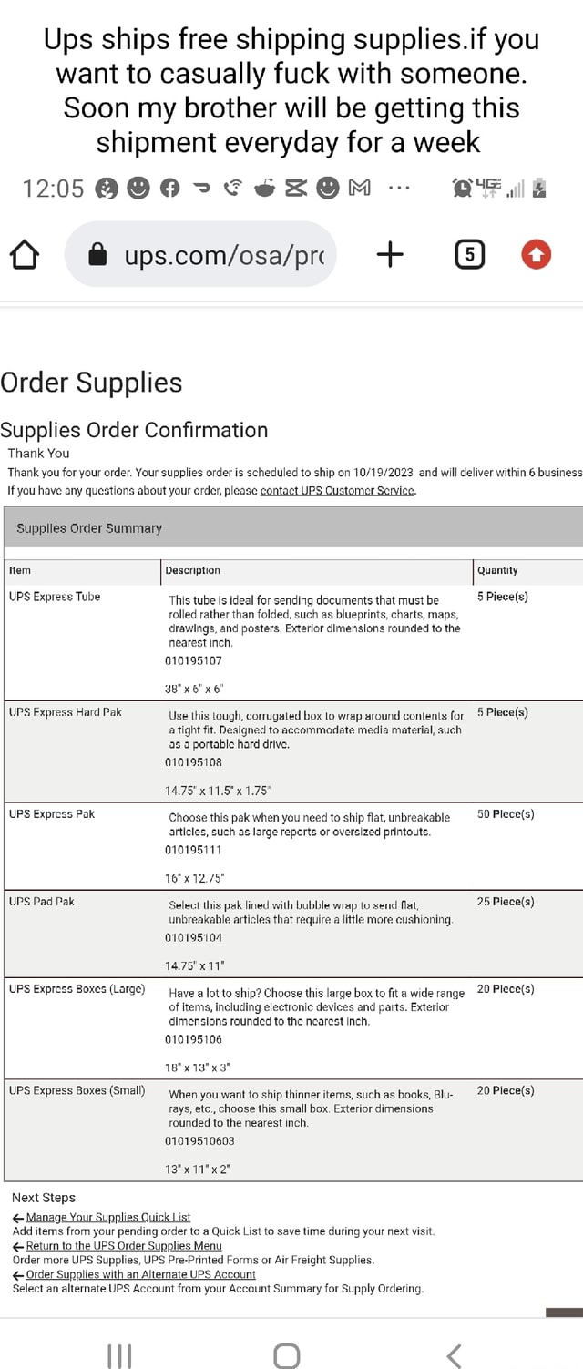 Ups ships free shipping supplies.if you want to casually fuck with ...