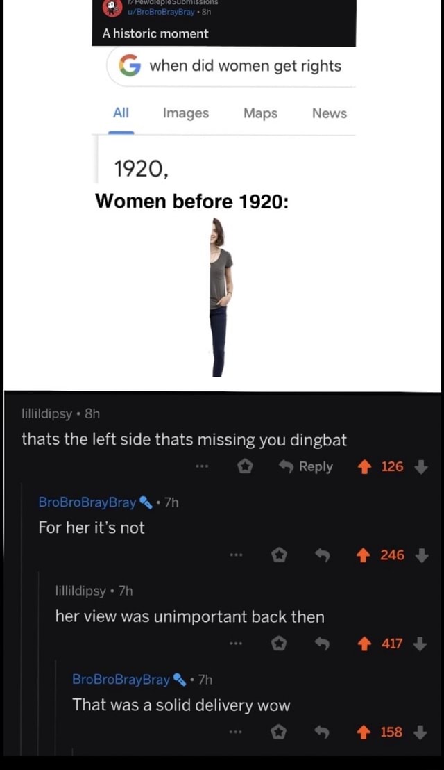 & when did women get rights Women before 1920: thats the left side ...