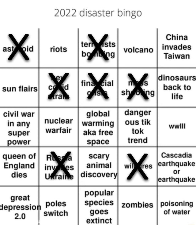 2022 disaster bingo civil war in any super power nuclear queen of ...
