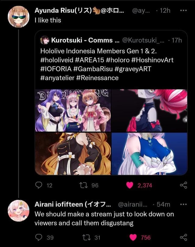 Ayunda Risu( 2) way.. - { hike this Kurotsuki Commis Hololive Indonesia Members Gen 1 & 2. # ...