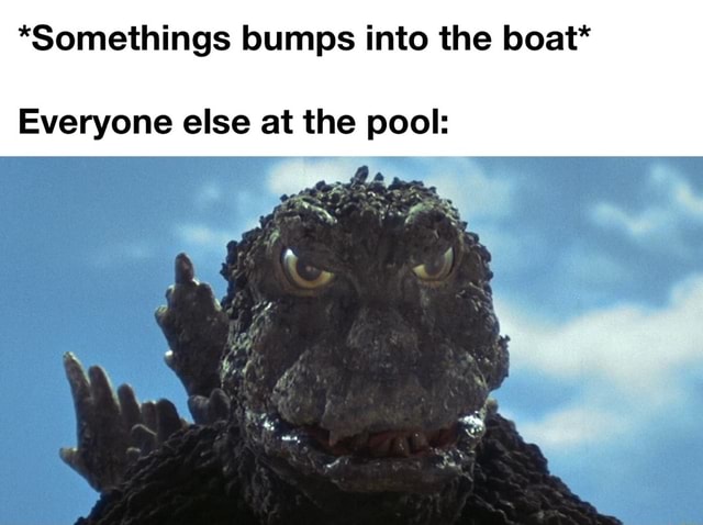 *Somethings bumps into the boat* Everyone else at the pool: - iFunny