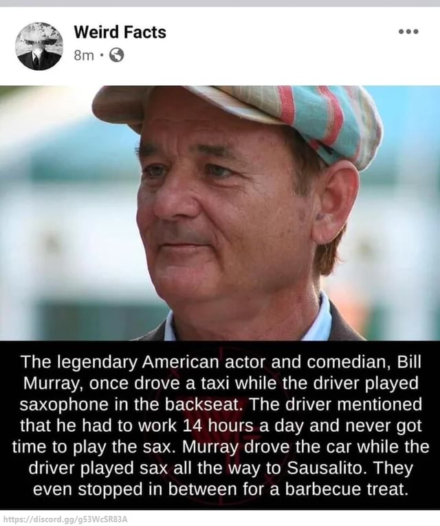 , Weird Facts ww The legendary American actor and comedian, Bill Murray ...