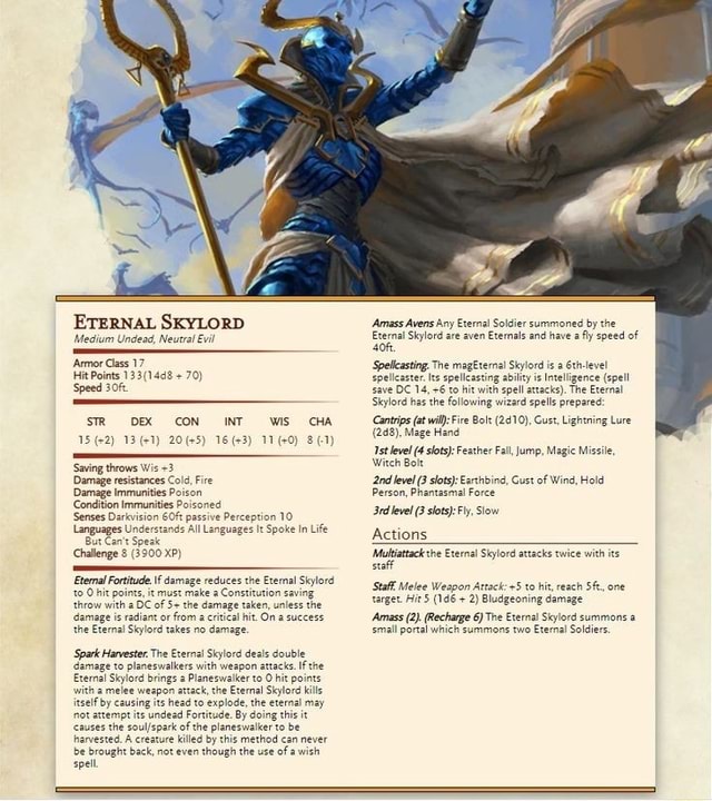 ETERNAL SKYLORD 'Medium Undead, Neutral Evil Armor Class 17 Hit Points ...