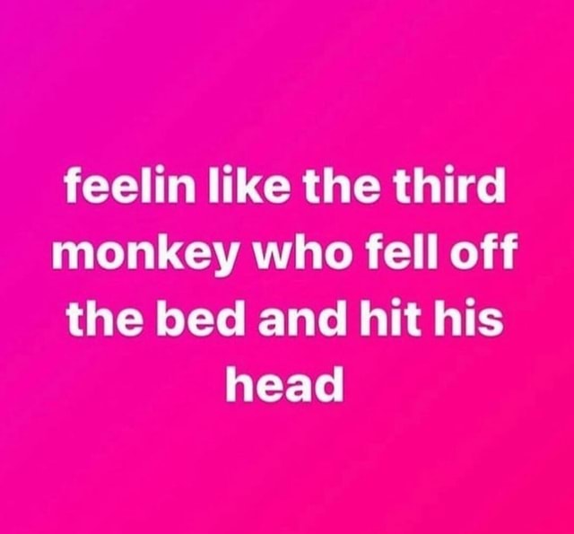 Concussion - feelin like the third monkey who fell off the bed and hit ...