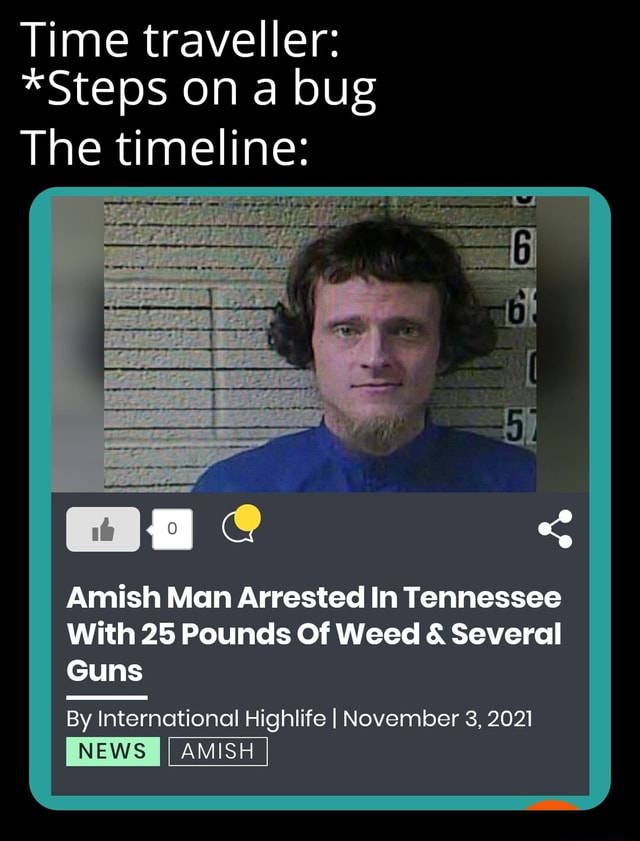 Time traveller: *Steps on a bug The timeline: @ " Amish Man Arrested In ...