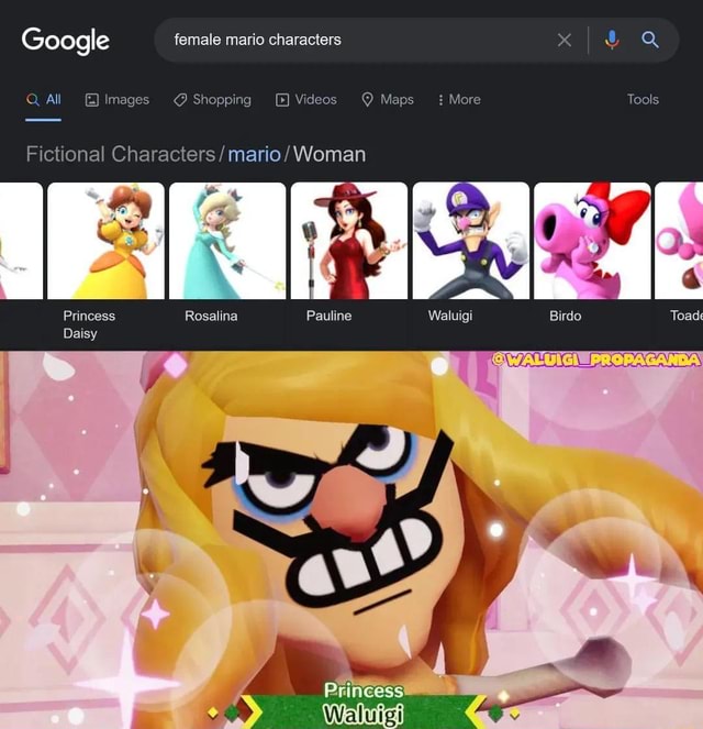 Google female mario characters Q All Images @ Shopping Videos Maps More ...