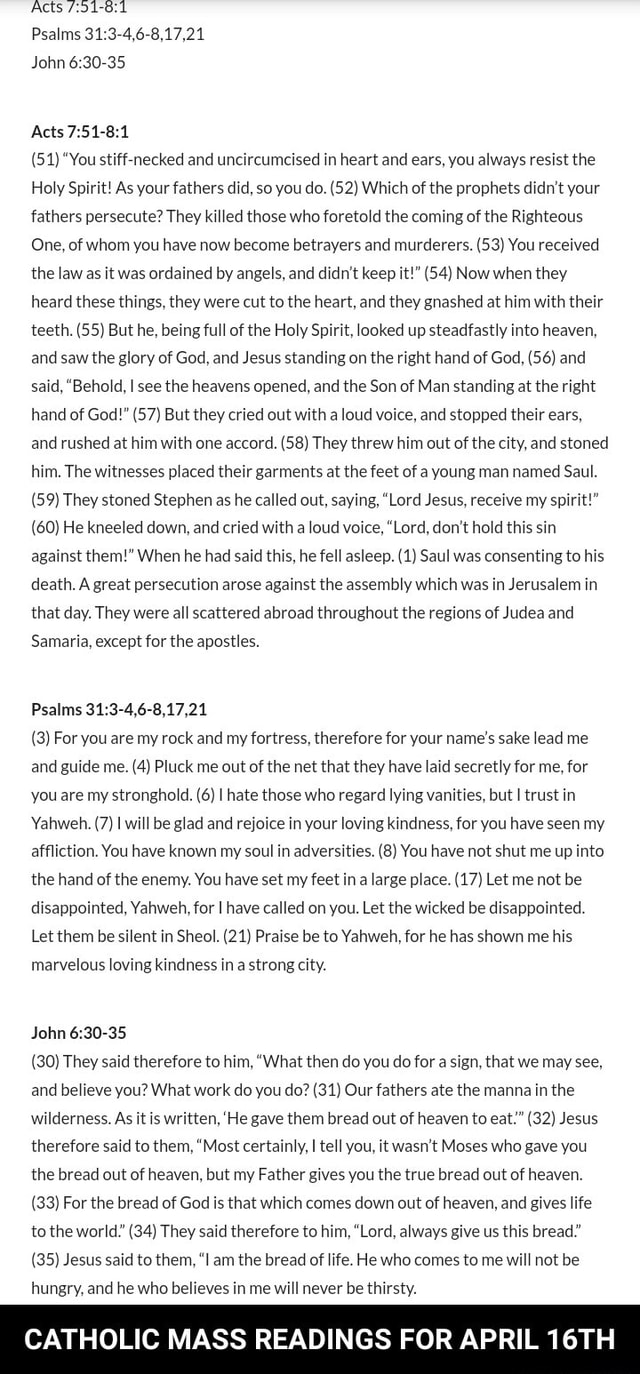 Acts Psalms John Acts (51) "You stiff-necked and uncircumcised in heart ...