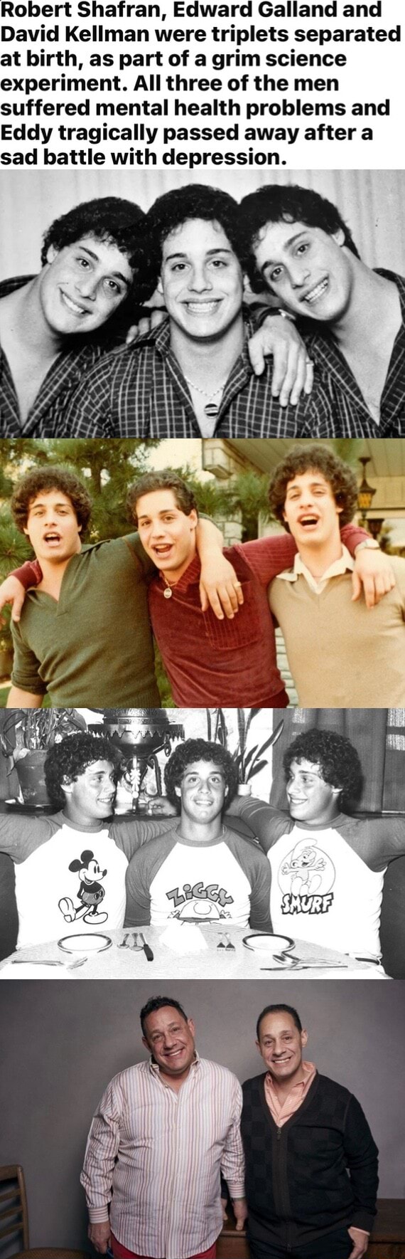 Robert Shafran, Edward Galland and David Kellman were triplets ...