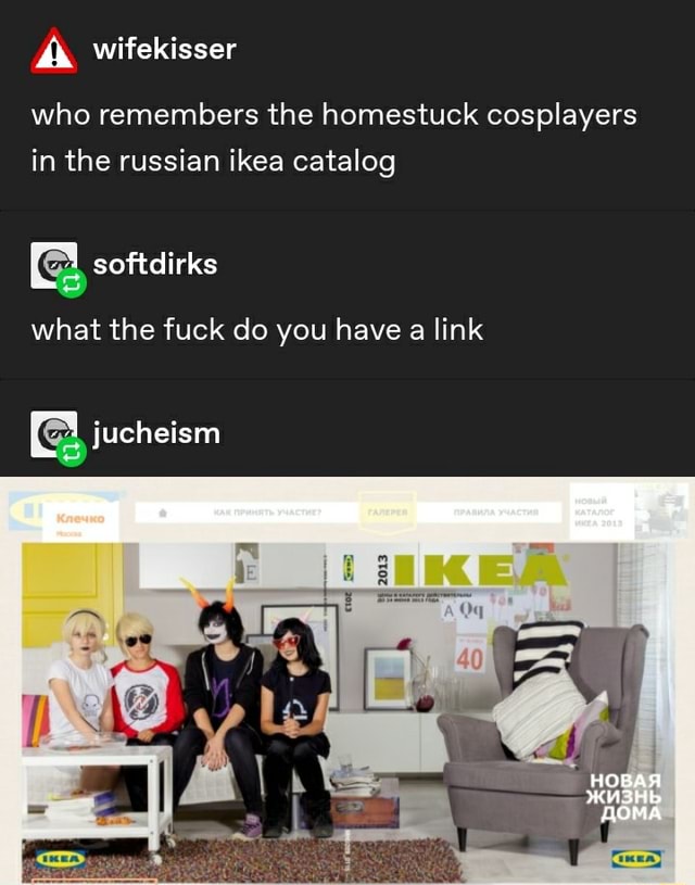 A wifekisser who remembers the homestuck cosplayers in the russian ikea ...