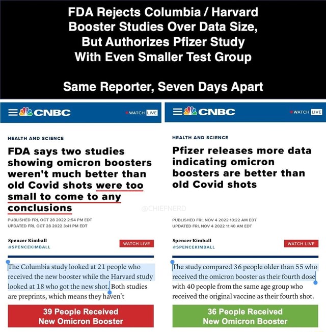 FDA Rejects Columbia / Harvard Booster Studies Over Data Size, But ...
