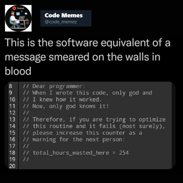 I Code Memes @code memez This is the software equivalent of a message ...