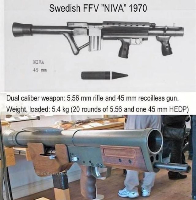 Swedish FFV "NIVA" 1970 Siva 45 m. Dual caliber weapon: 5.56 mm rifle ...