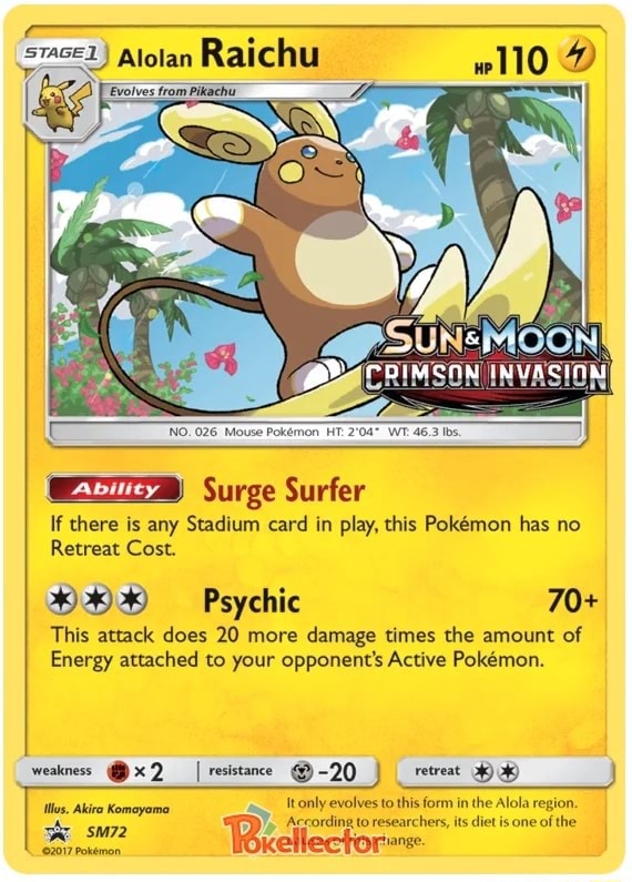 27251) Alolan Raichu wll0 ASON INVASTONI 'NO. 026 Mouse Pokemon HT. 2 ...