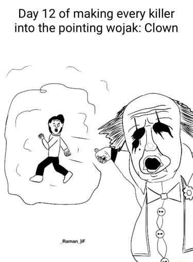 Day 12 of making every killer into the pointing wojak: Clown - iFunny