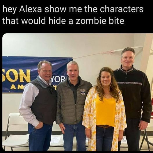 Hey Alexa show me the characters that would hide a zombie bite ...