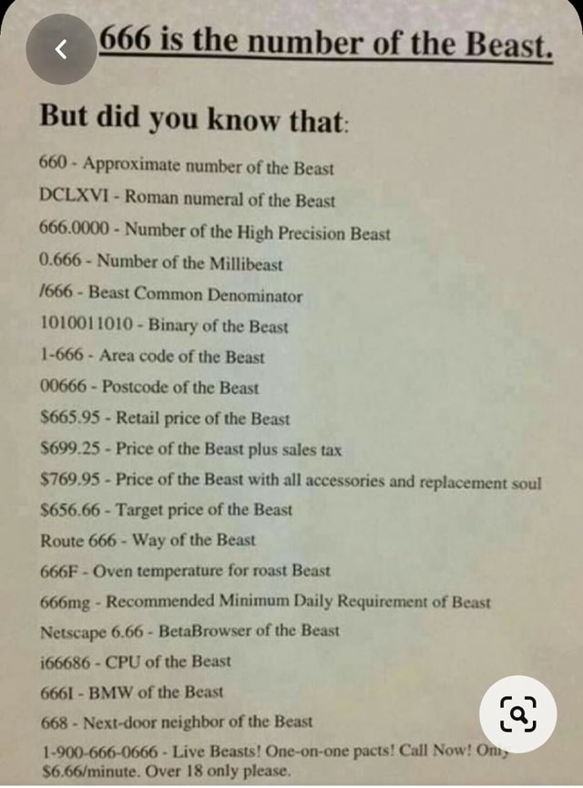 e is the number of the Beast. But did you know that: 660 Approximate ...