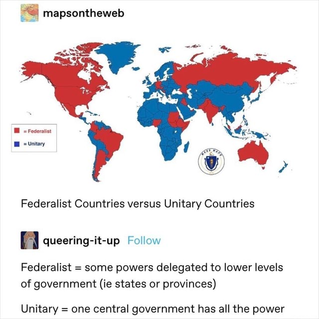 Mapsontheweb = Federalist = Unitary Federalist Countries versus Unitary ...