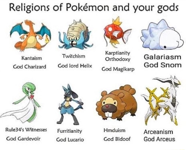 Religions of Pokémon and your gods F Karptianity y Kantaism God ...