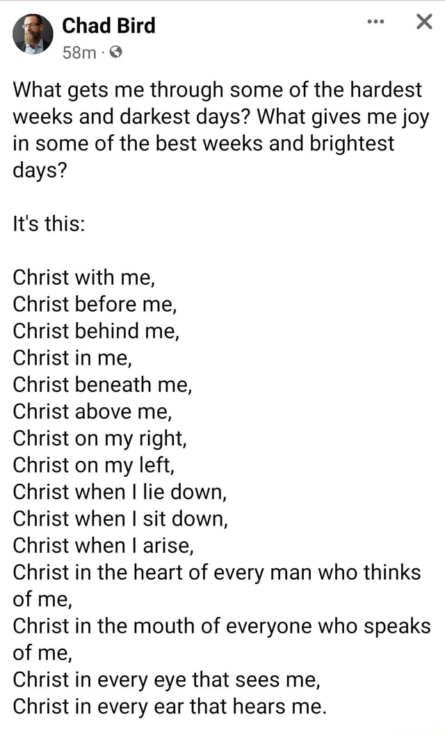 Chad Bird What gets me through some of the hardest weeks and darkest days? What gives me joy in ...