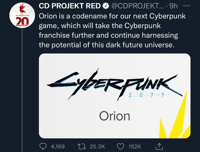 CD PROJEKT RED @ @CDPROJEKT... Orion is a codename for our next ...