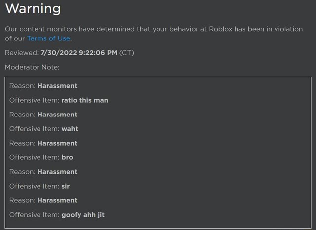 Warning Our content monitors have determined that your behavior at ...