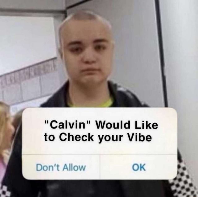 "Calvin" Would Like to Check your Vibe Don't Allow - iFunny