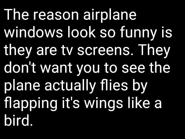 The reason airplane windows look so funny is they are tv screens. They ...