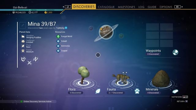 NMS Exotic - Uzi-Bobuzi DISCOVERIES I CATALOGUE MILESTONES LOG GUIDE ...